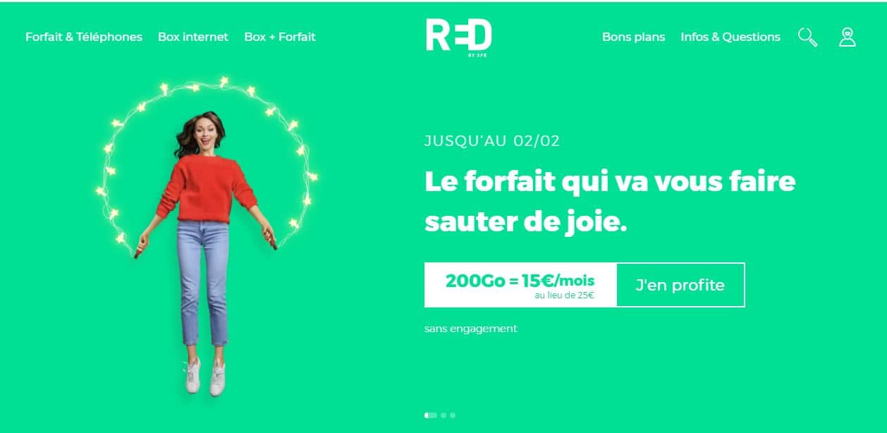 Promotion forfait 4G avec 200 Go de Data : RED By SFR ou B&You