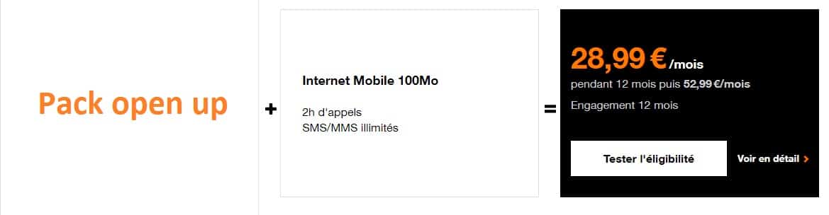 Nouveaux Packs Open Up d'Orange : 28,99 €/mois jusqu'au 01/02
