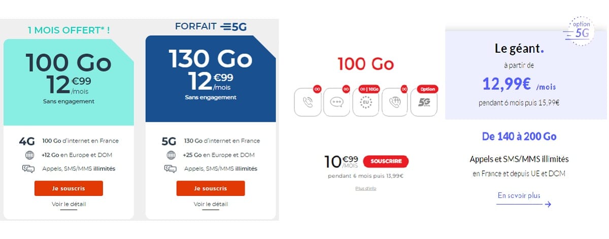 100 à 140 Go pour moins de 13 € par mois