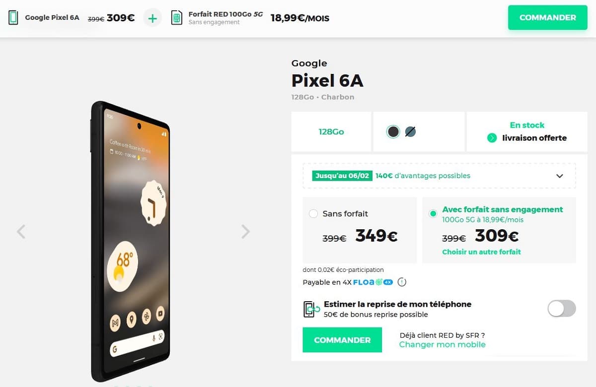 Le Google Pixel 6A à moins de 310 € chez RED jusqu'au 6 février