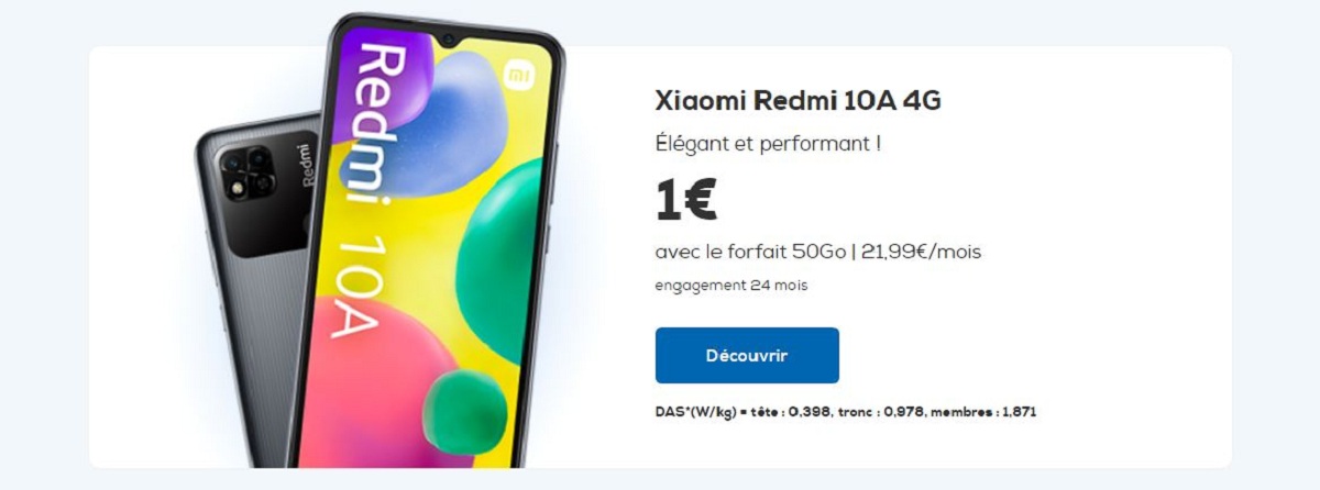 Votre Xiaomi Redmi 10A 4G à 1 € seulement chez La Poste
