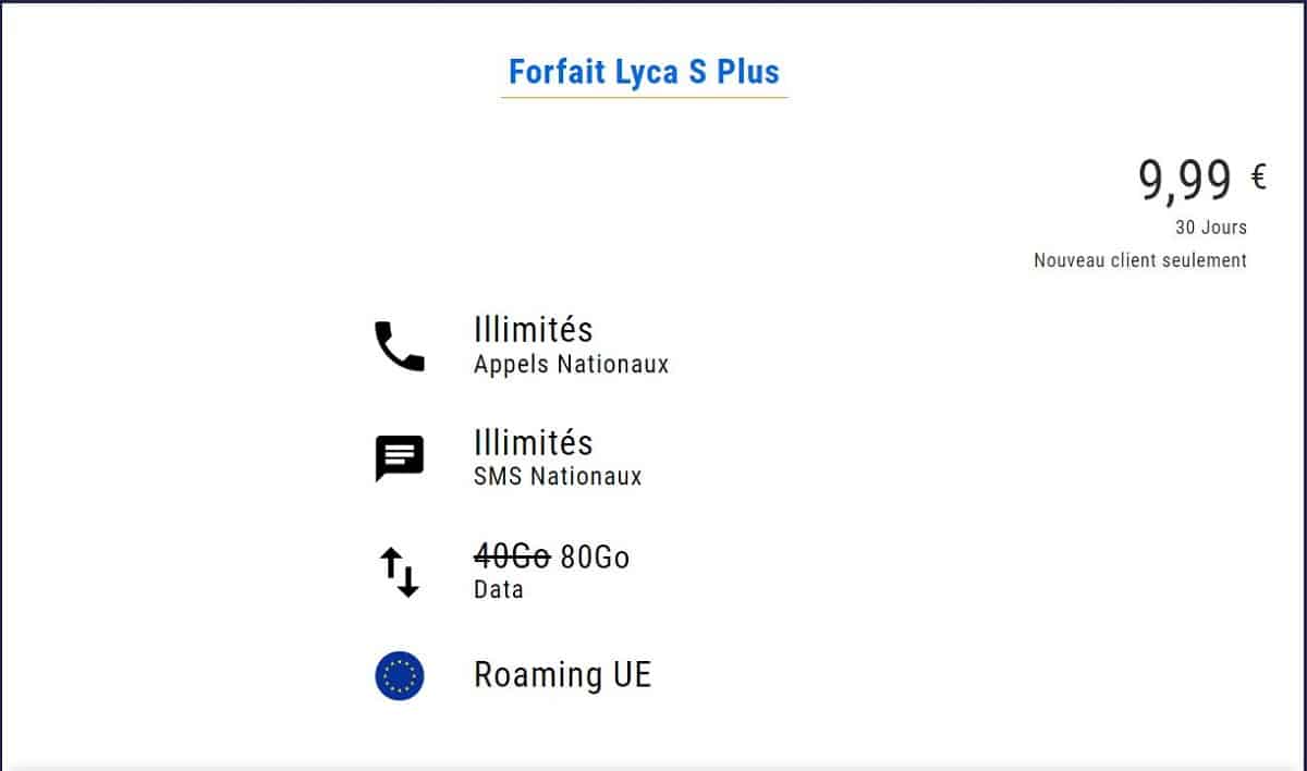 Lyca S Plus 80 Go à seulement 9,99 pour les nouveaux clients